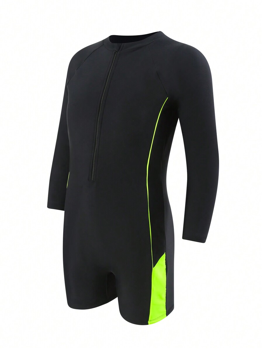 Tween Girls' Spring-Summer Front Zipper Colorblock Long Sleeve One ...