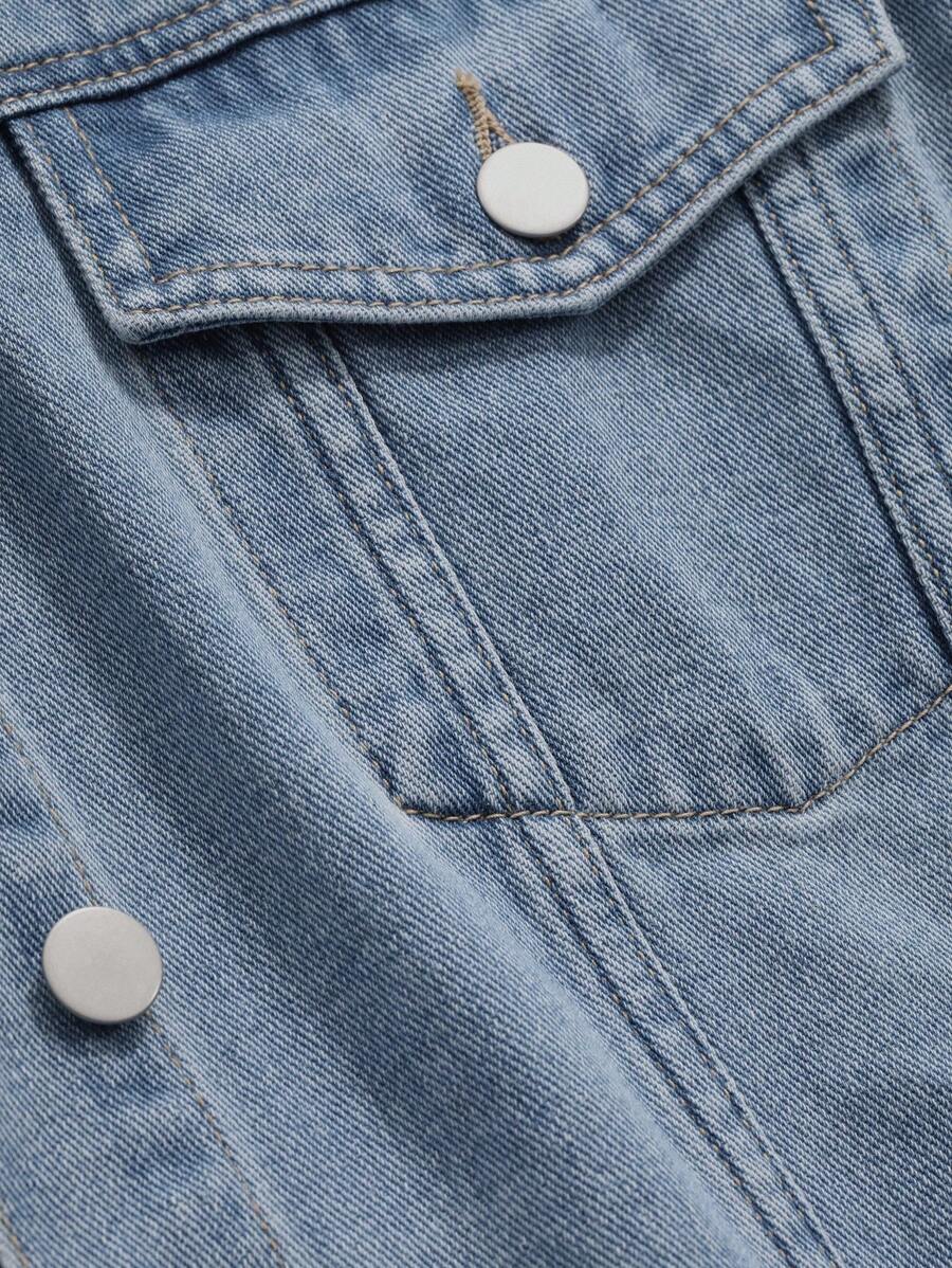 DAZY Women's Loose Fit Long Sleeve Denim Jacket With Flap Pockets ...