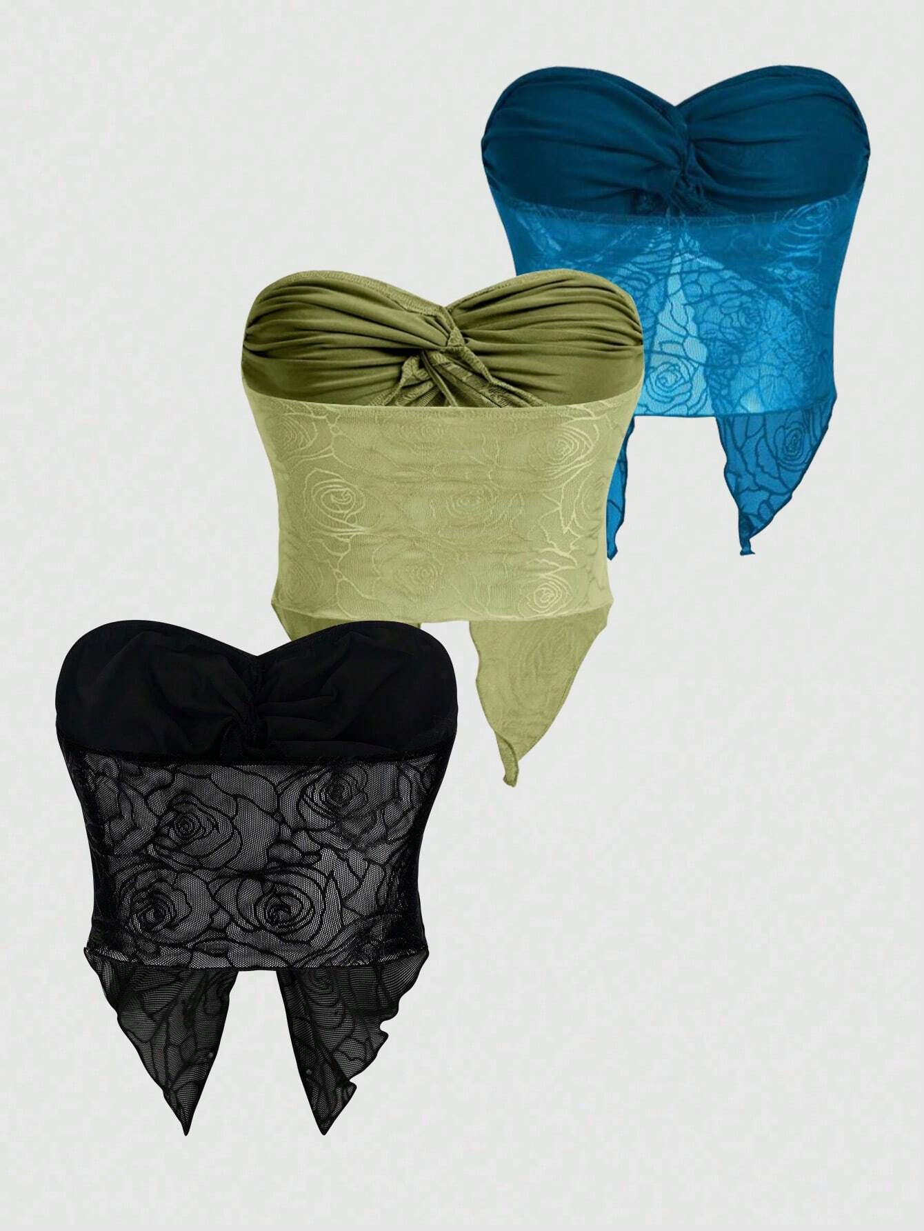 SHEIN ICON Women's Strapless Top With Split Hem (Three Pieces Set ...