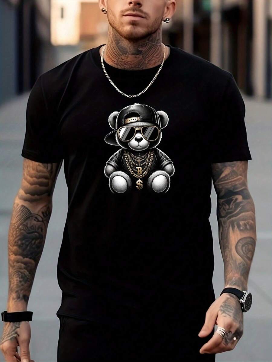 Men's Round Neck T-Shirt With Bear Print | SHEIN UK