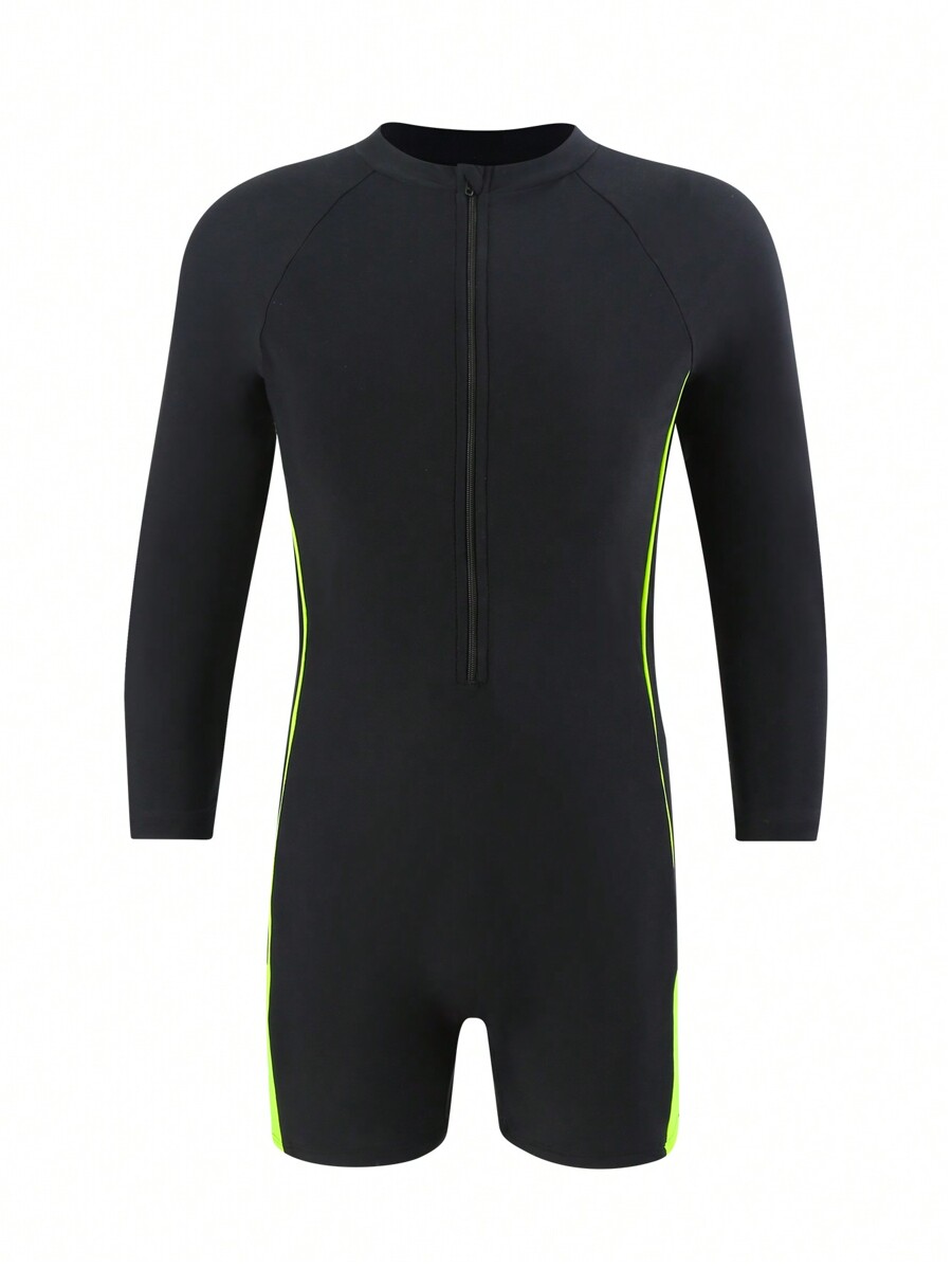 Tween Girls' Spring-Summer Front Zipper Colorblock Long Sleeve One ...