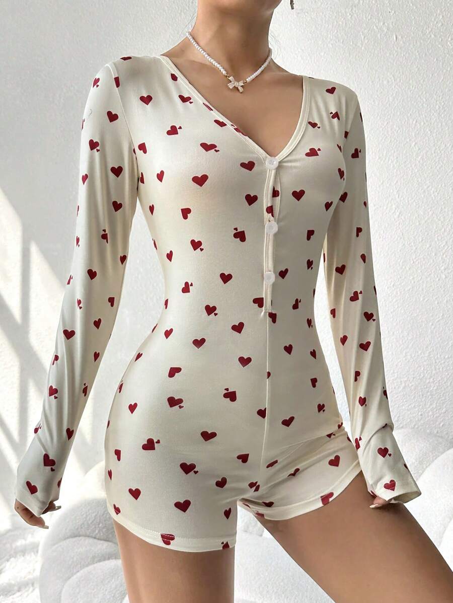 Heart Print Pajamas | SHEIN USA