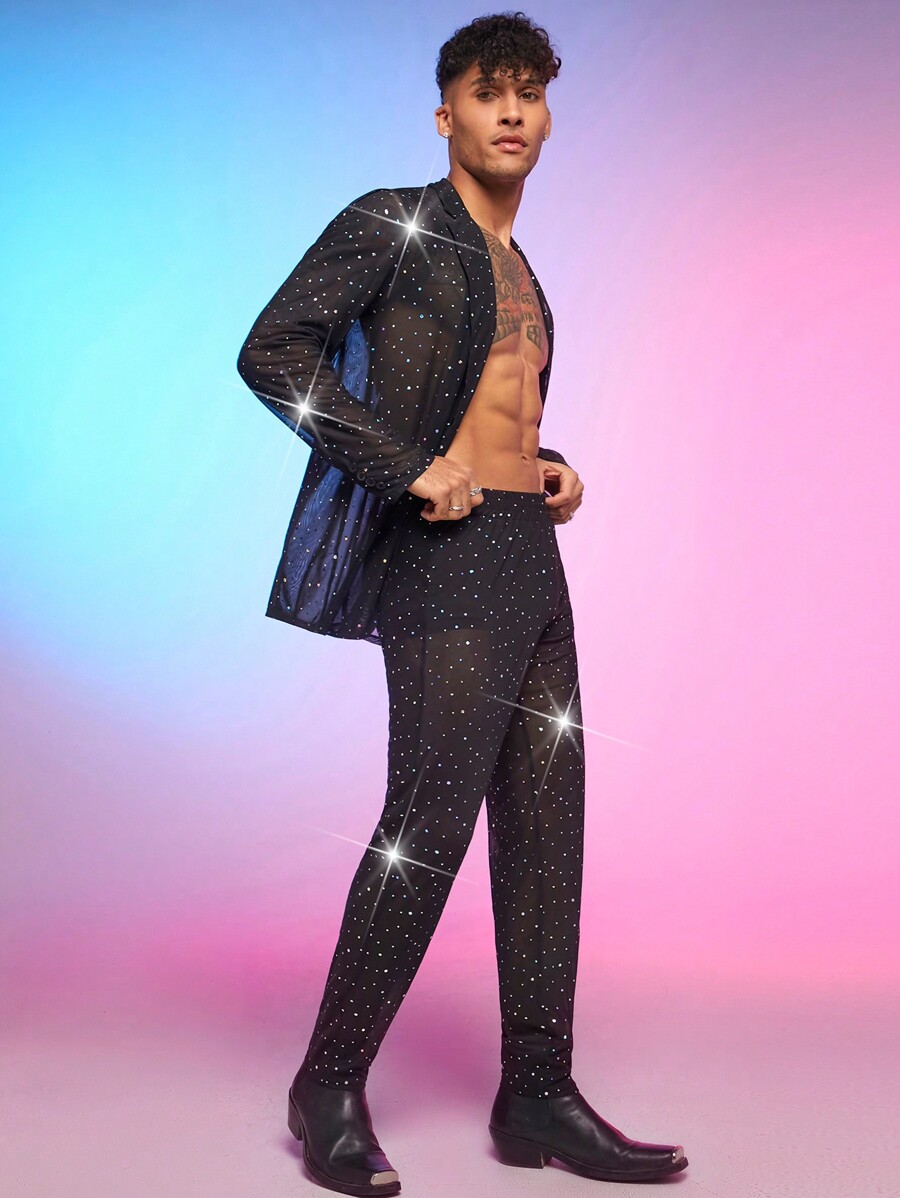 Manfinity Fever City Men's Sparkling Mesh Suit Two-Piece Set | SHEIN UK