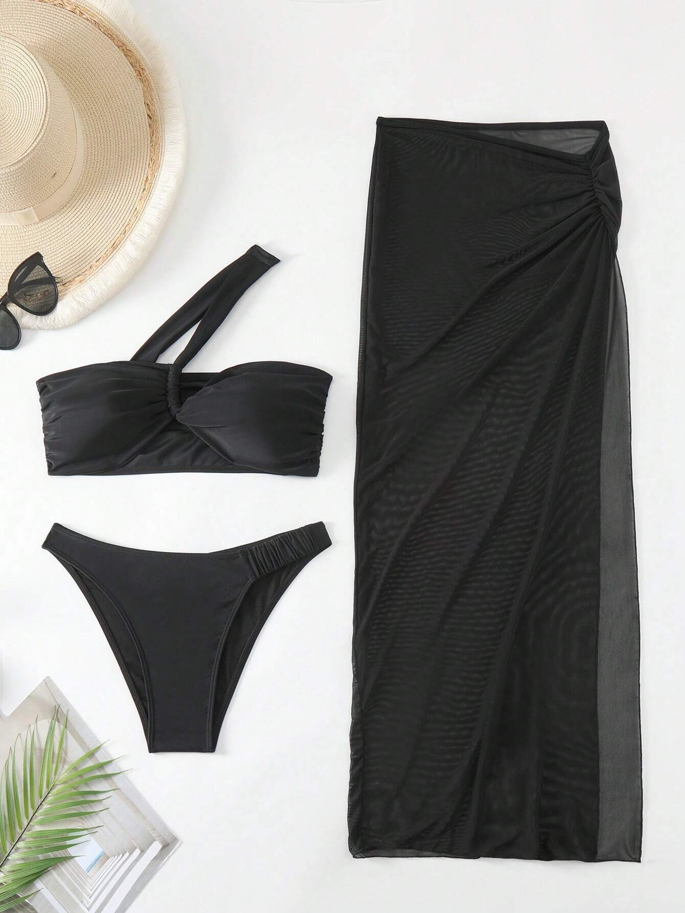 Women'S Solid Color Swimsuit Three-Piece Suit | SHEIN USA