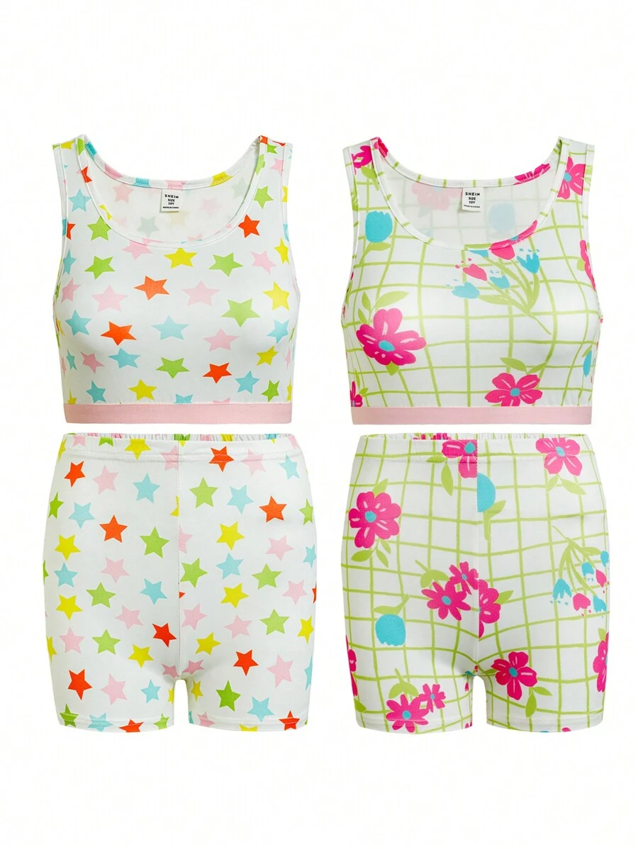 Tween Girl Star & Flower Pattern Multiple Pieces Underwear Set | SHEIN UK