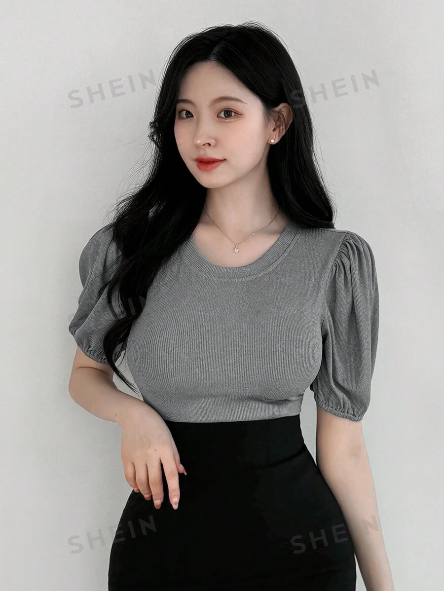 DAZY Women's Slim Fit Puff Sleeve T-Shirt | SHEIN USA