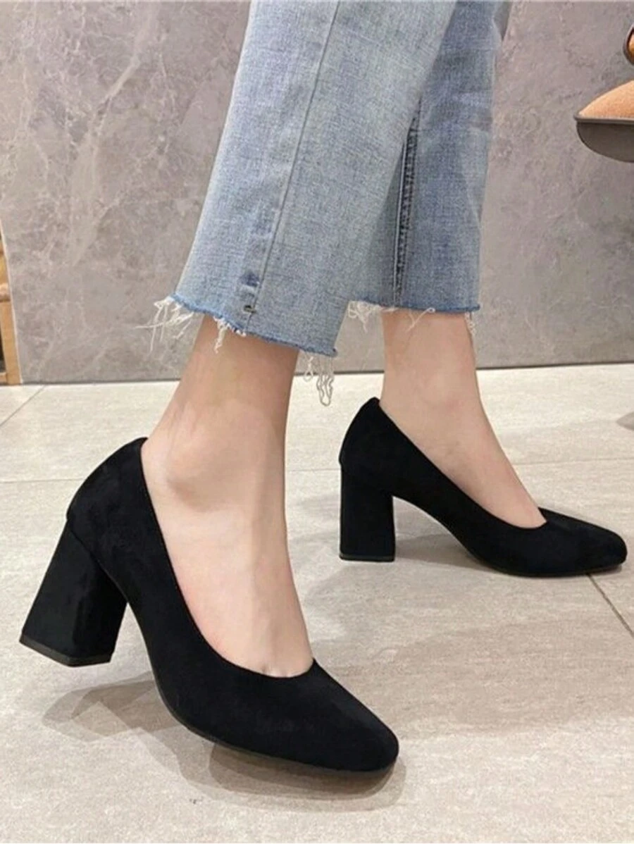 High-Heeled Pumps For Flight Attendants, Women's Black Microfiber ...