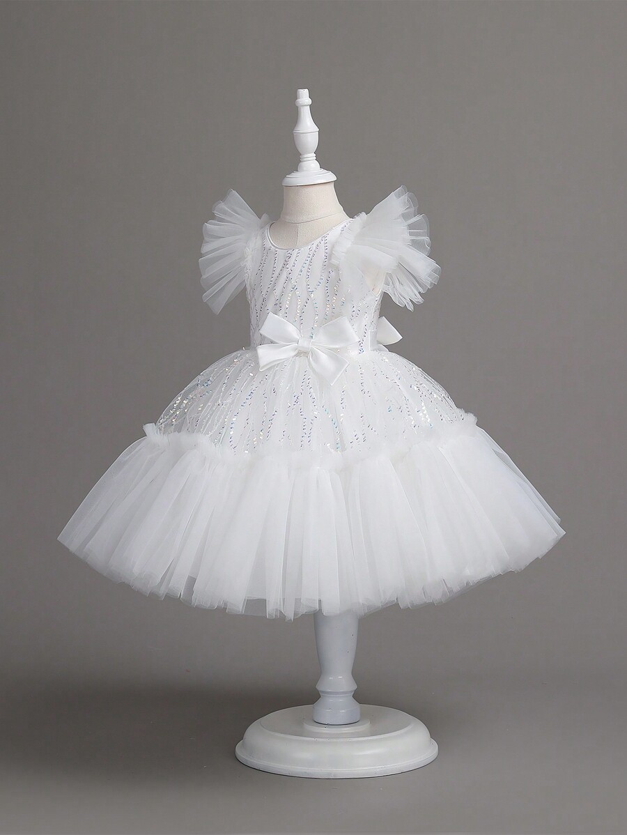 SHEIN Glamorique Kids Young Girl Gorgeous Sequin Net Multilayered Puff ...