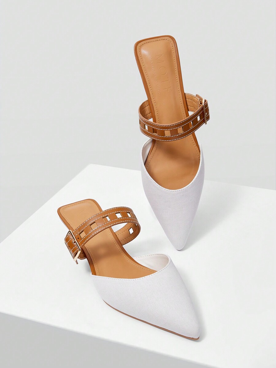 MOTF PREMIUM POINTED TOE LOW HEEL ELEGANT TWOTONE LADY HIGH HEELS ...