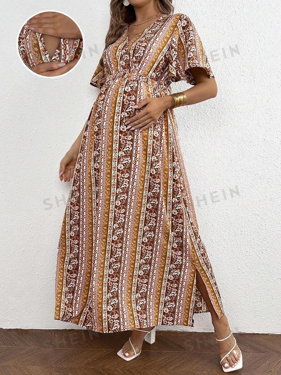 SHEIN Vestido de maternidad de Body ceñido largo con cuello en V | Mode de Mujer | SHEIN España