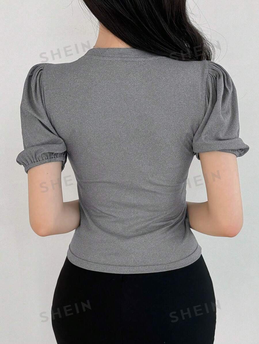 DAZY Women's Slim Fit Puff Sleeve T-Shirt | SHEIN USA