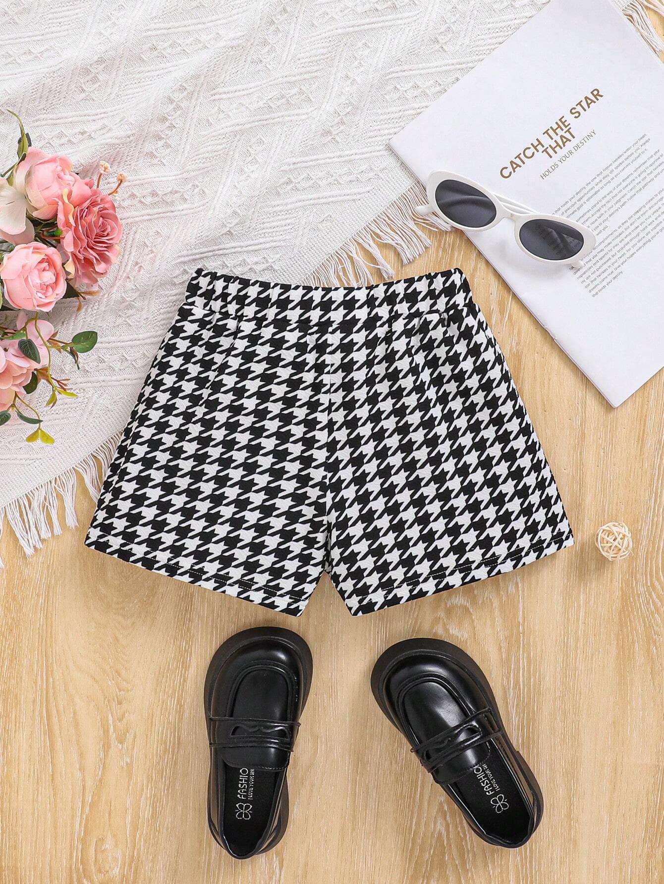 SHEIN Young Girl's Sweet And Cool Sporty Plaid Straight Shorts For ...