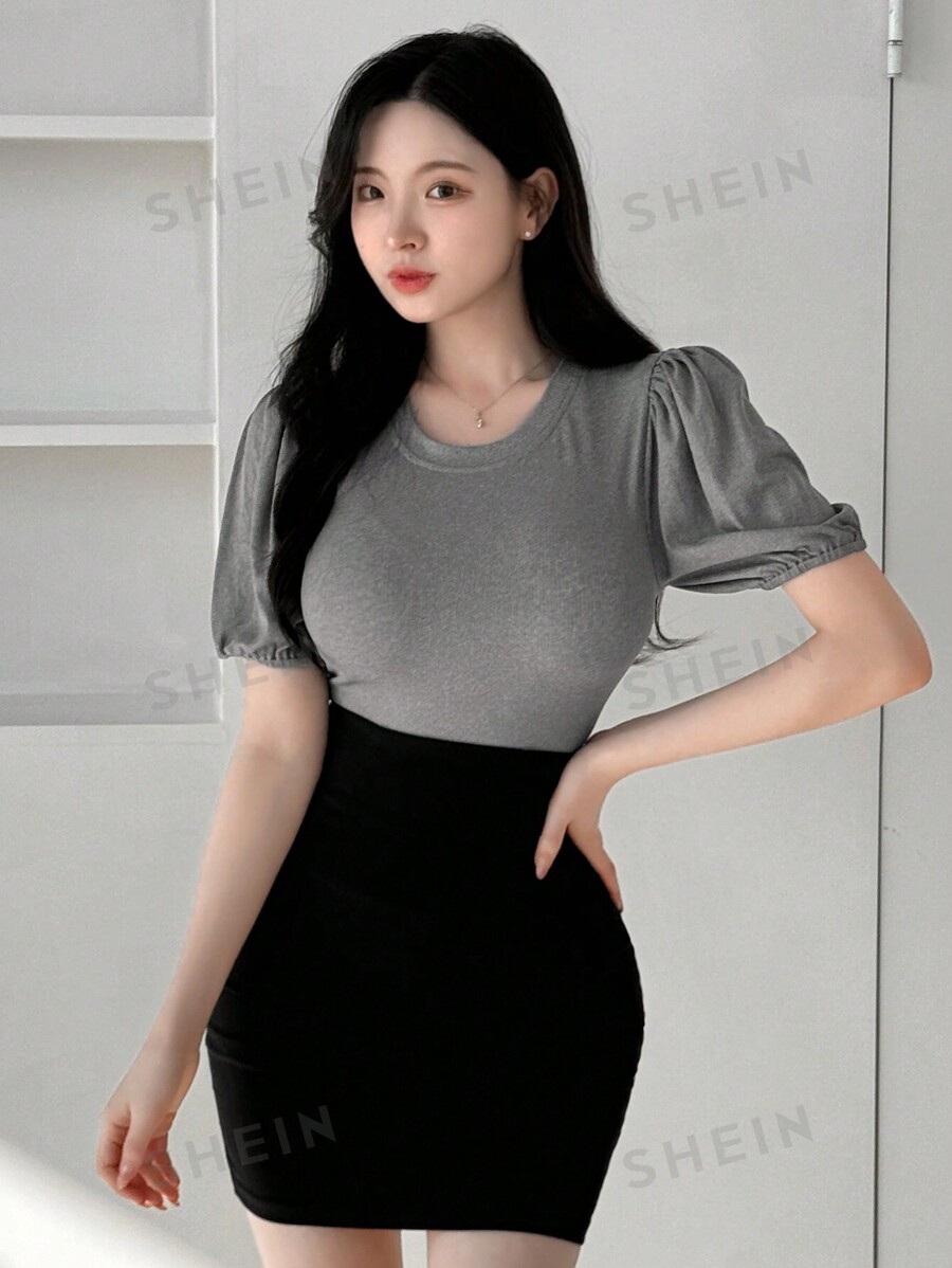 DAZY Women's Slim Fit Puff Sleeve T-Shirt | SHEIN USA