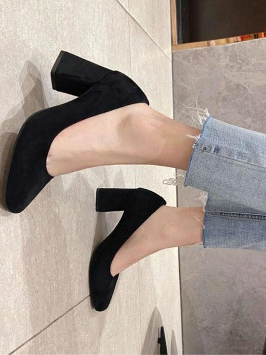 High-Heeled Pumps For Flight Attendants, Women's Black Microfiber ...