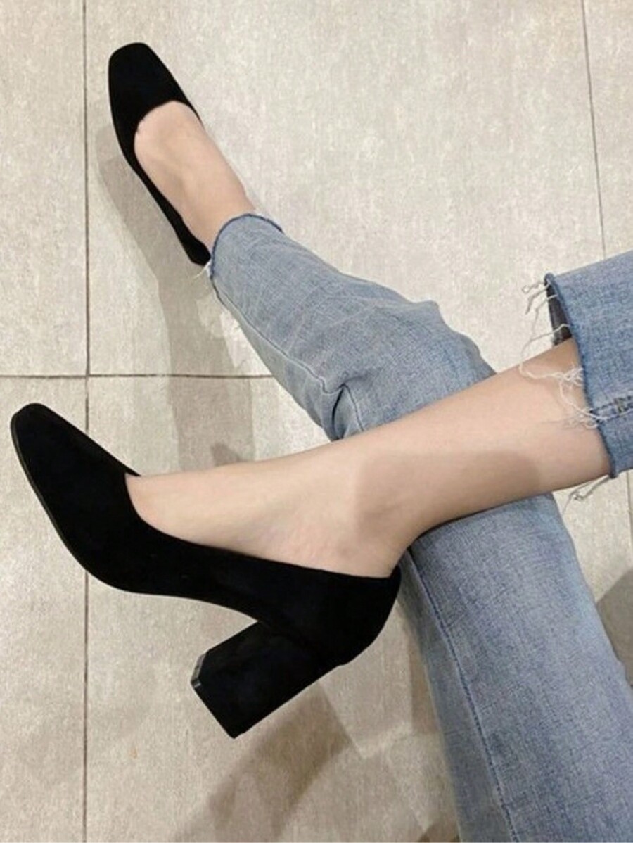 High-Heeled Pumps For Flight Attendants, Women's Black Microfiber ...