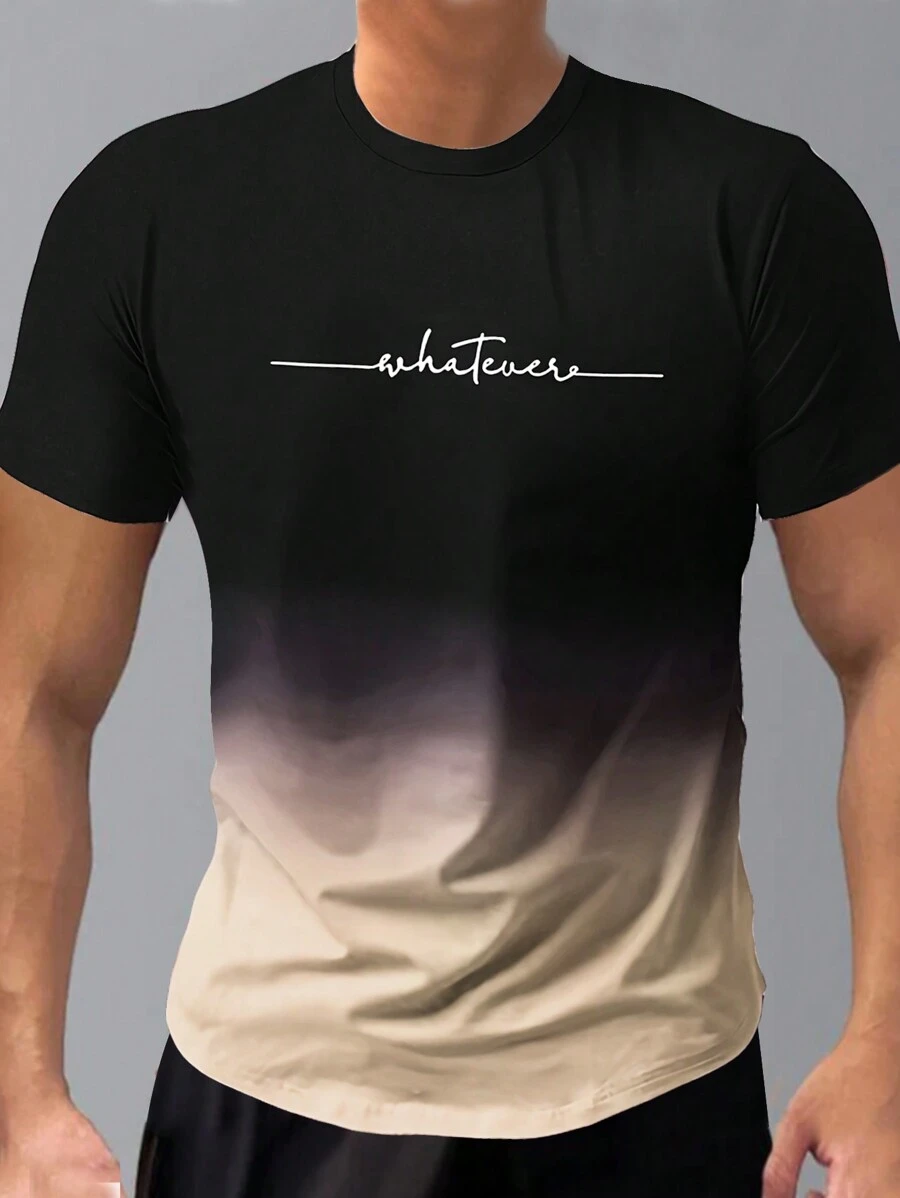 Manfinity Homme Men's Tie Dye And Letter Printed Short Sleeve T-Shirt ...