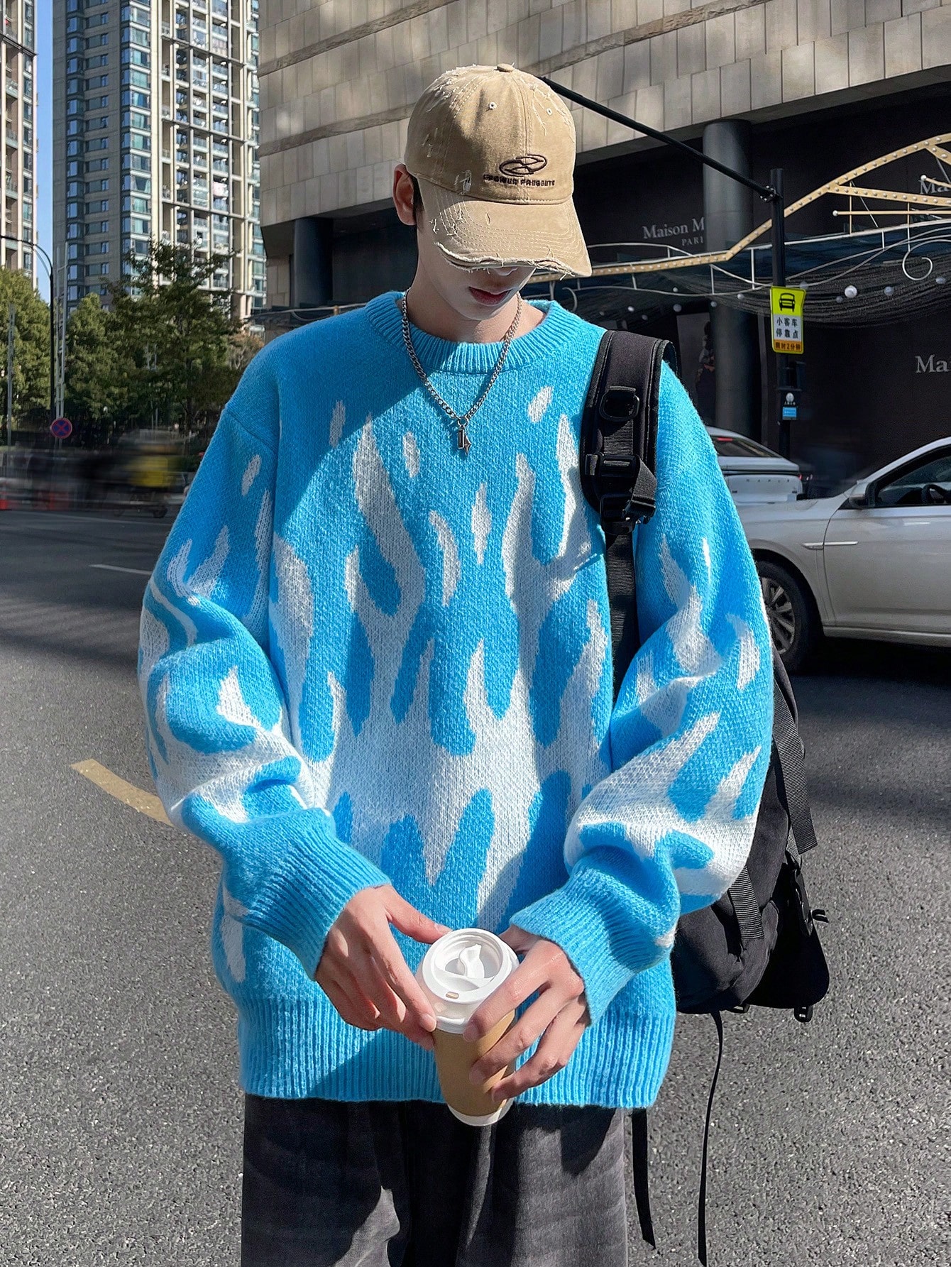 Manfinity Hypemode Men's Flame Patterned Long Sleeve Sweater | SHEIN UK