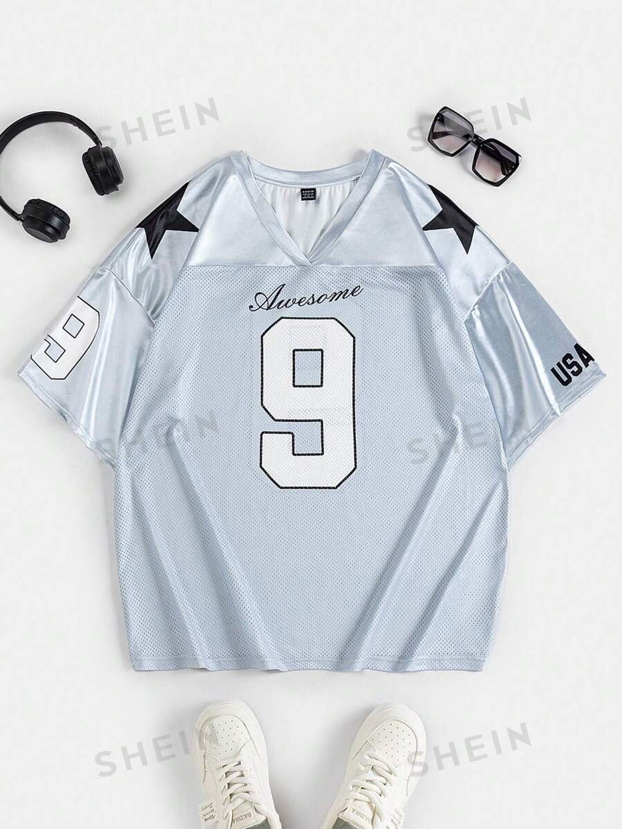 SHEIN EZwear Streetwear Satin Finish Boyfriend Style Oversized ...