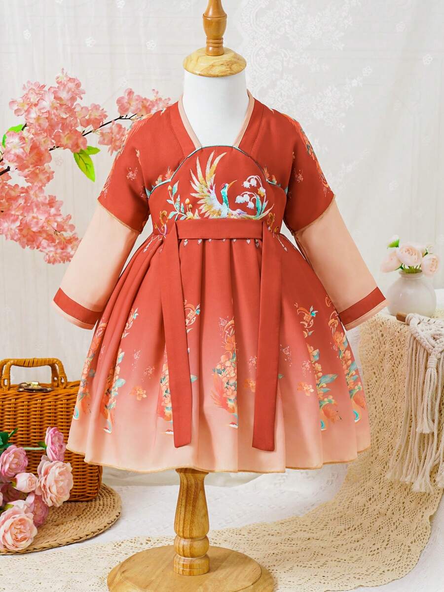Baby Girl Chinese Style Hanfu With Phoenix & Floral Design, Gorgeous ...