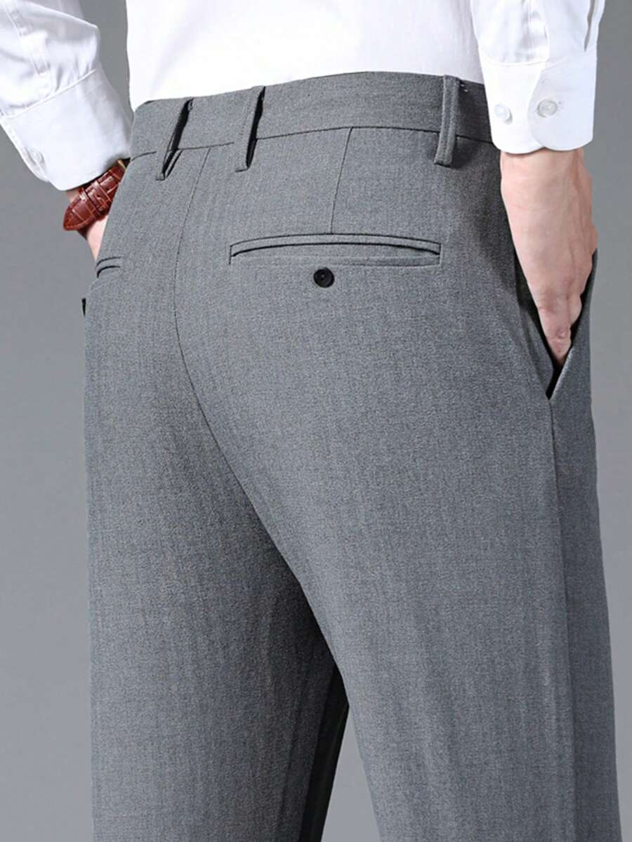 Men Solid Slant Pocket Suit Pants Without Belt | SHEIN USA