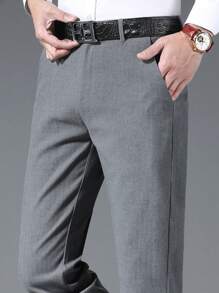 Men Solid Slant Pocket Suit Pants Without Belt | SHEIN USA