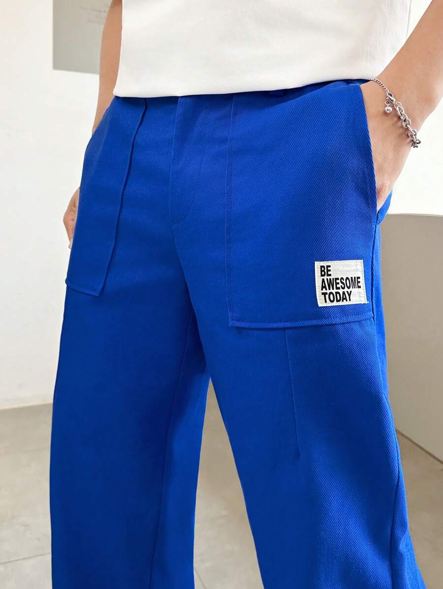 Manfinity EMRG Men's Straight Casual Pants With Slanted Pockets And ...