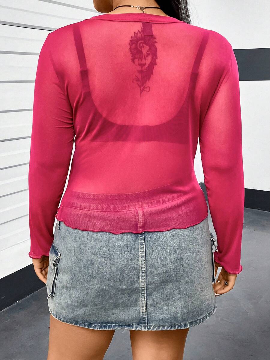 SHEIN ICON Plus Size Women's Perspective Mesh Top | SHEIN USA