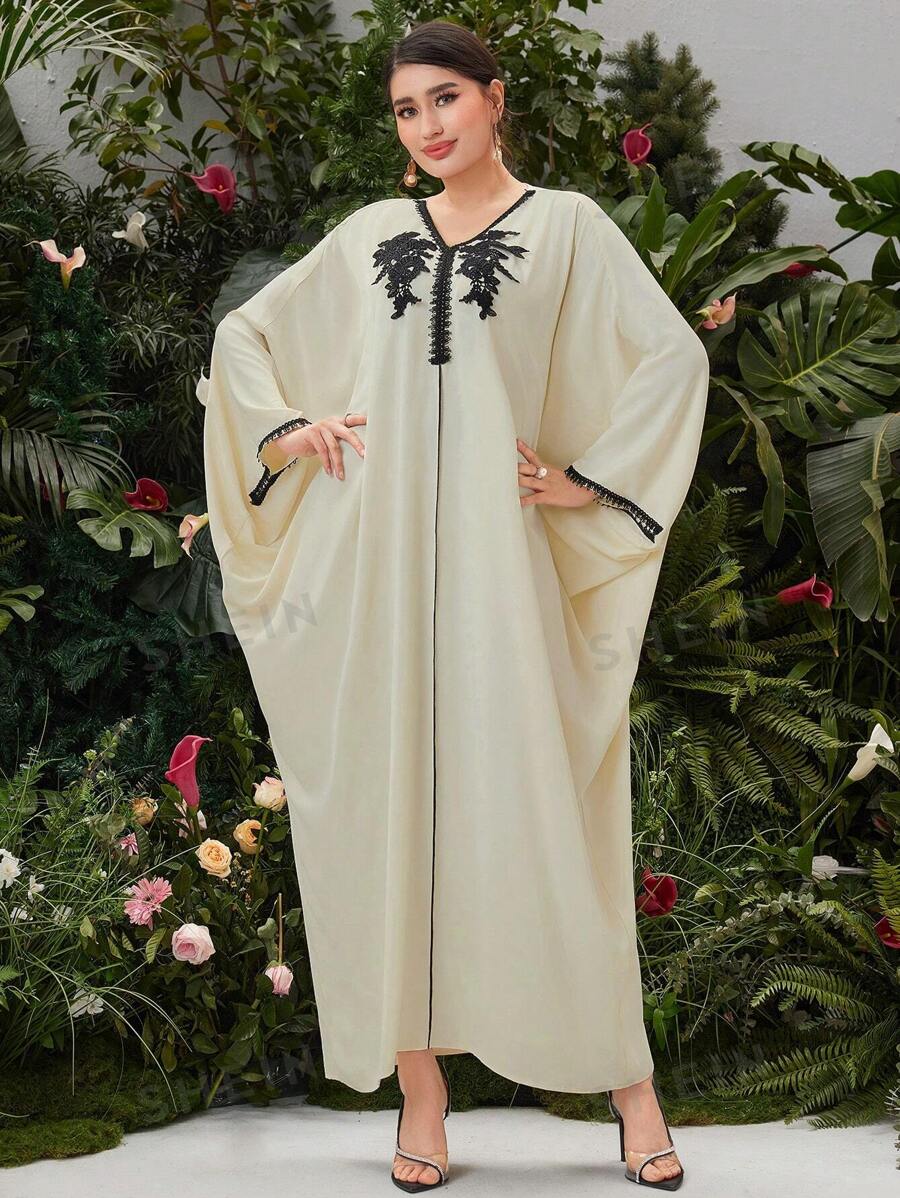 SHEIN Najma Women's V-Neck Long Arabic Dress | SHEIN EUQS