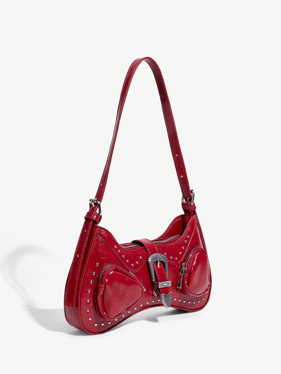 SHEIN X Lucía Bellido SHEIN ICON Women's Fashionable Retro Red Rivet ...