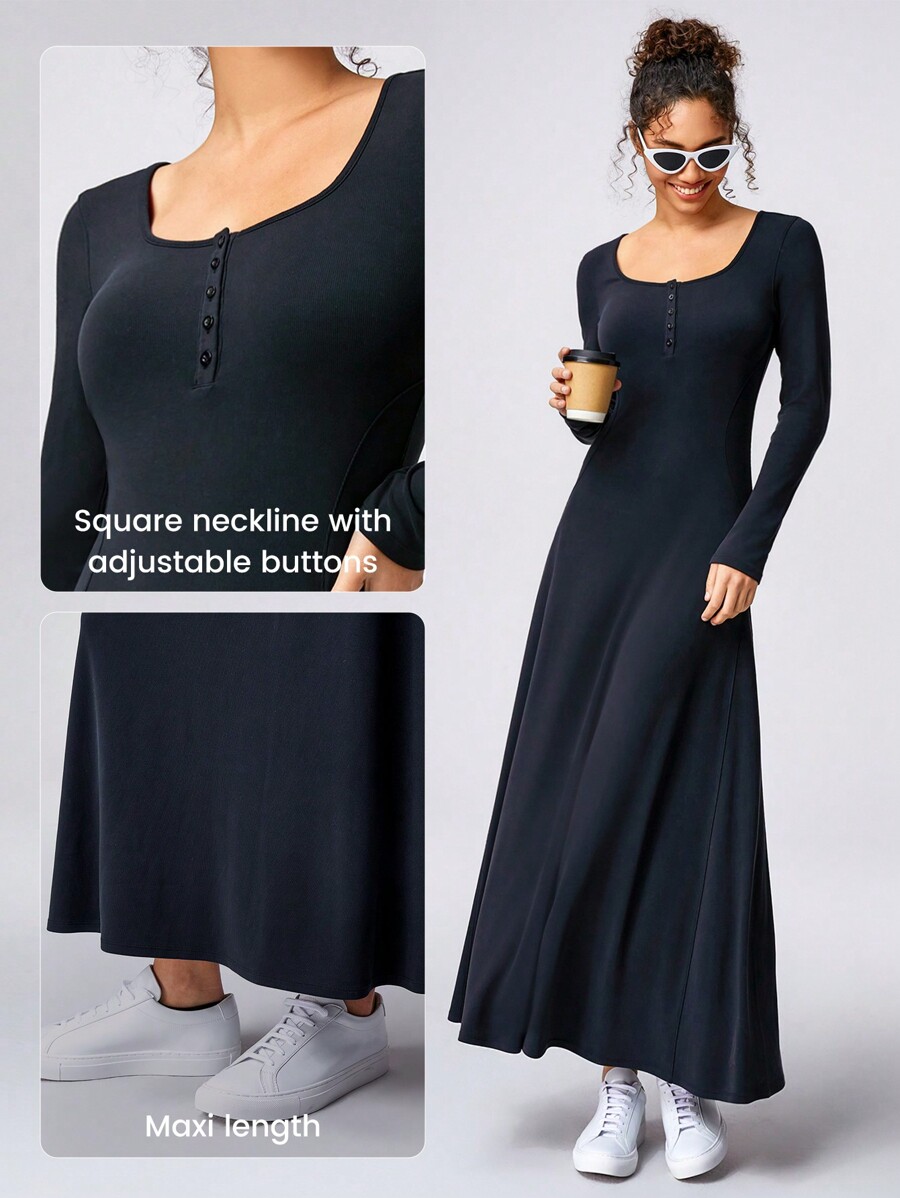 GLOWMODE Vestido Atlético De Punto Acanalado De Color Sólido | Moda de ...