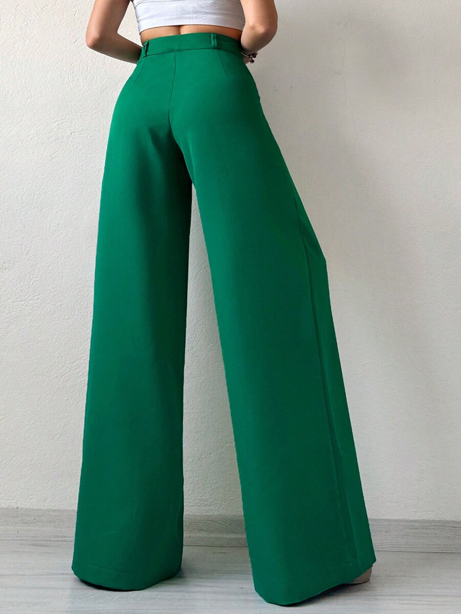 Solid Wide Leg Suit Pants Shein Usa