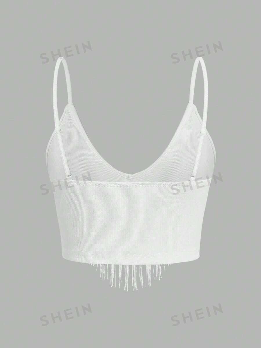 SHEIN ICON Solid Fringe Trim Cami Top | SHEIN UK