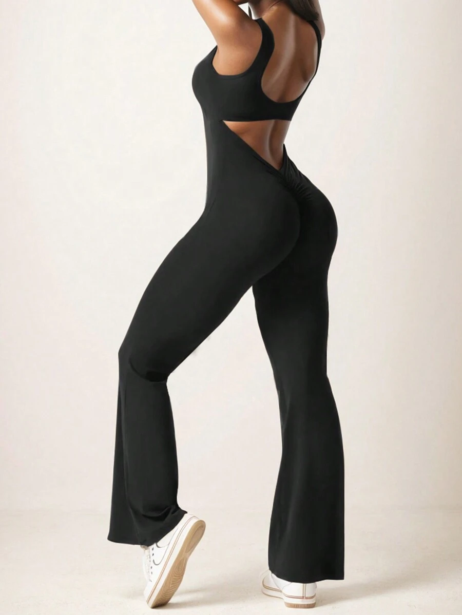 Slim Fit Backless Jumpsuit, Enhances Hip Curves And Sexiness | SHEIN USA