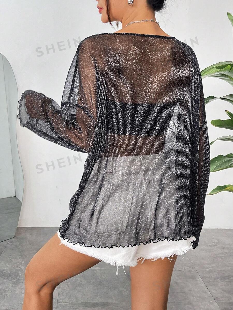 SHEIN EZwear Women's Loose Fit See-Through Mesh Top | SHEIN USA