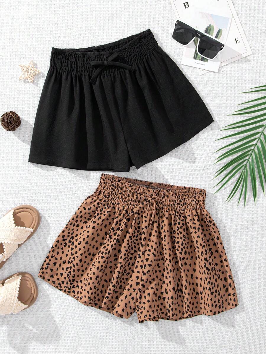 2pcs/Set Tween Girls' Woven Loose Fit Casual Shorts Set, Including A ...
