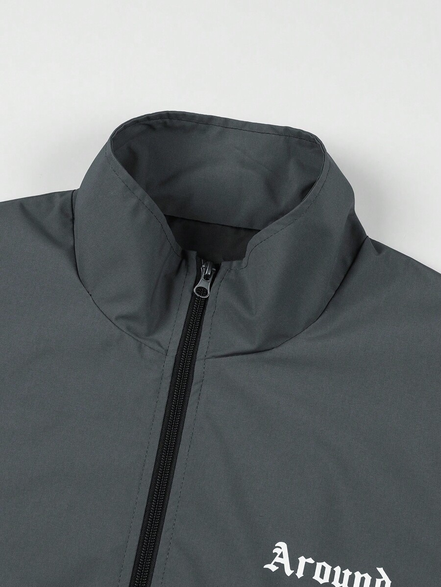 Manfinity Hypemode Men's Color Block Letter Printed Jacket | SHEIN UK