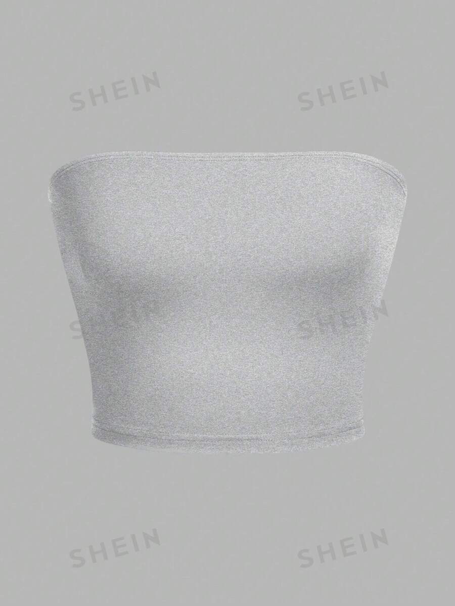 Shein Ezwear 3pcs Sexy And Simple Solid Color Cropped Camisole For Women