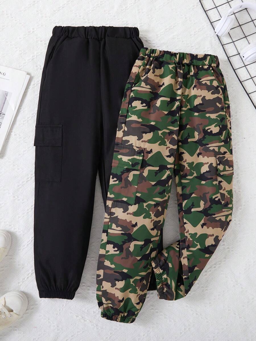 SHEIN Kids CHARMNG Tween Girls' Cargo Pants With Tapered Leg | SHEIN USA