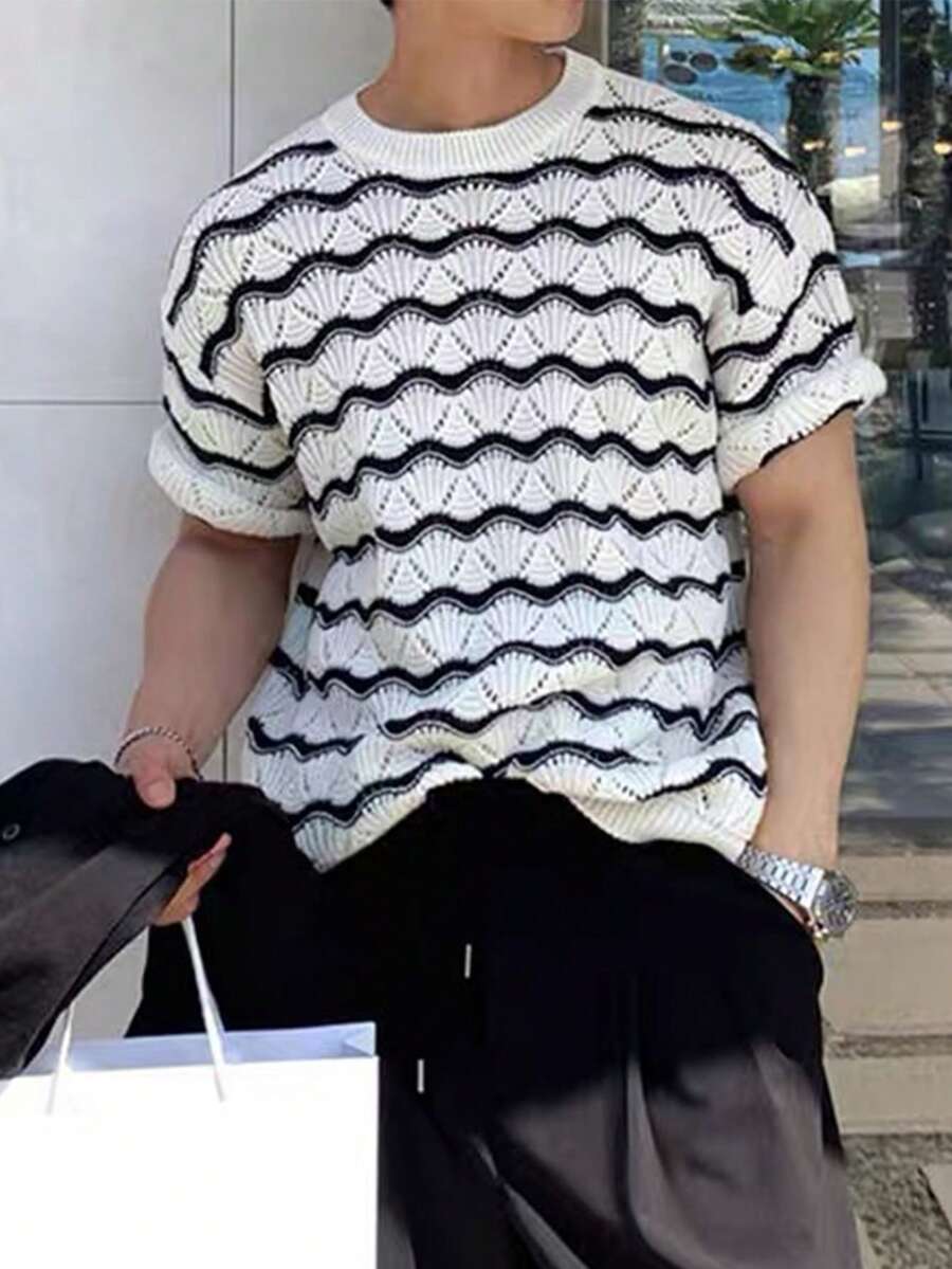 Manfinity Homme Men'S Knitwear With Striped And Polka Dot Design ...