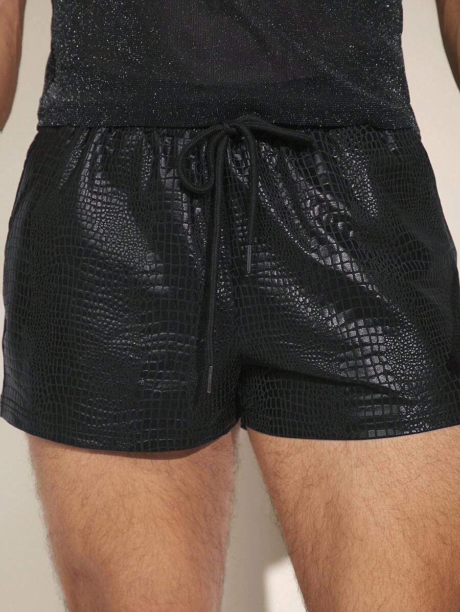 FeverCity Men's Drawstring Waist Alligator Pattern Shorts Rave Outfit ...