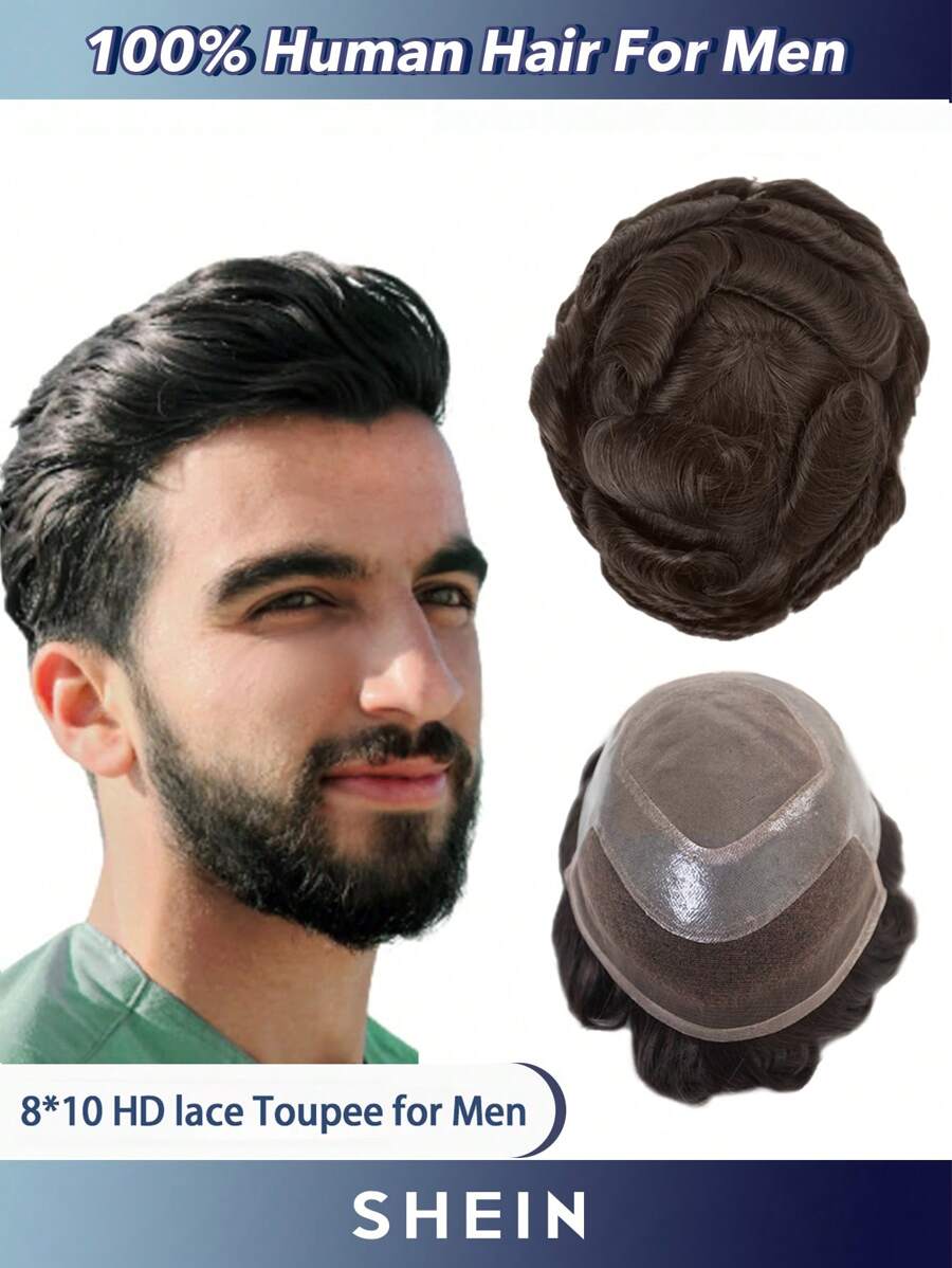 SHEIN Mens Toupee Human Hair Pieces Replacement System For Men ...