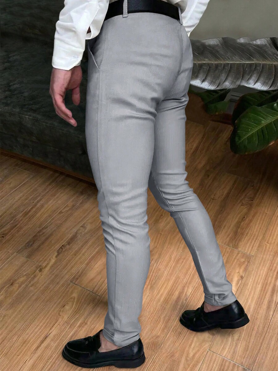 Manfinity Mode Men's Solid Colored Suit Trousers With Slanted Pockets ...