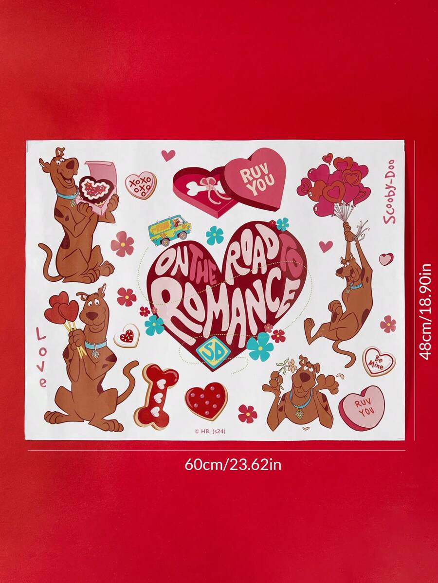 SCOOBY-DOO X SHEIN Cartoon Love Heart Pattern Wallpaper | SHEIN USA
