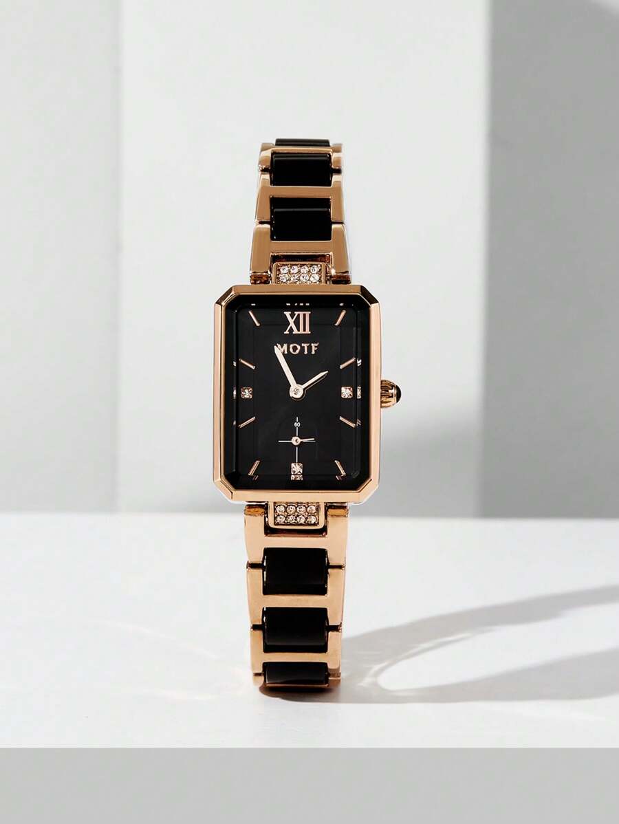 MOTF PREMIUM LADIES' VINTAGE RECTANGULAR QUARTZ WATCH WITH TWO-HAND ...