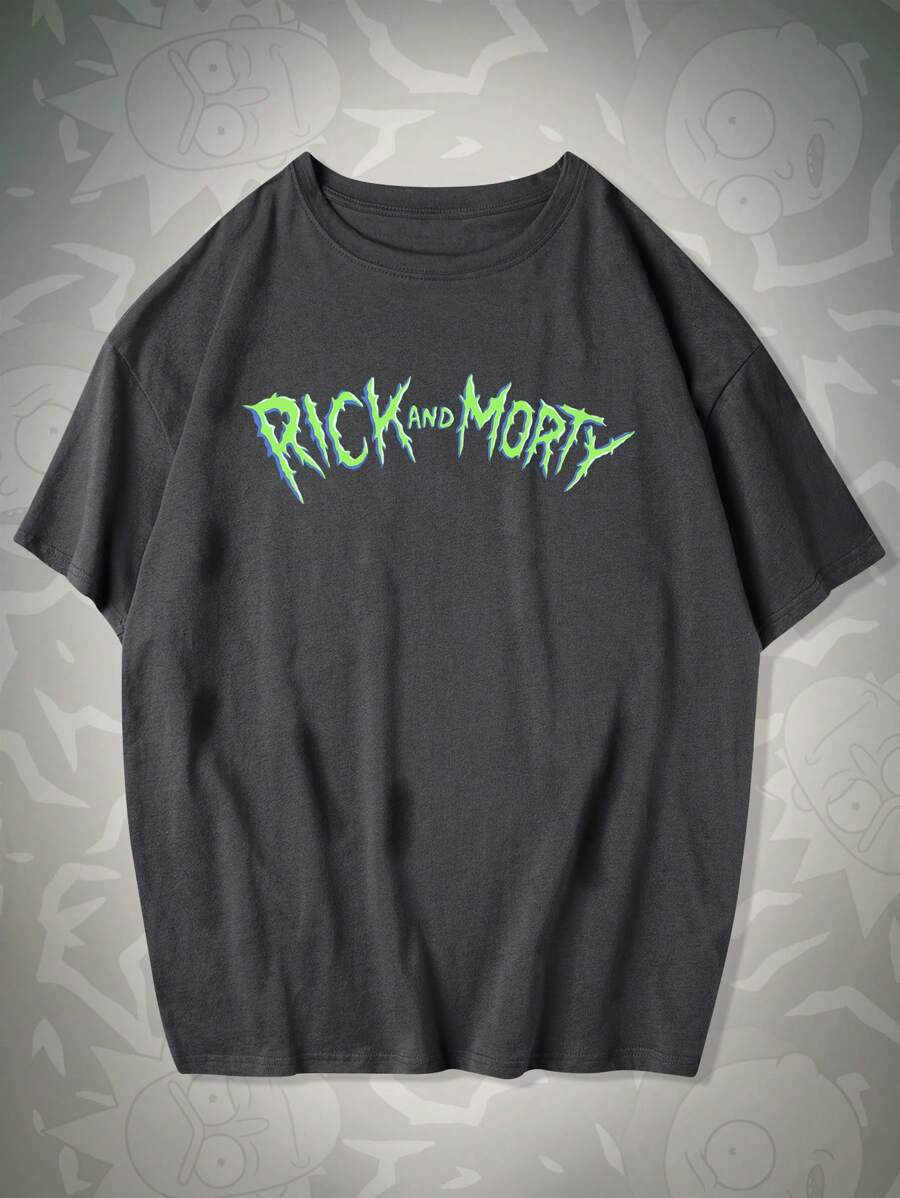 Rick and Morty | ROMWE Men UFO & Letter Graphic Tee, School | SHEIN USA