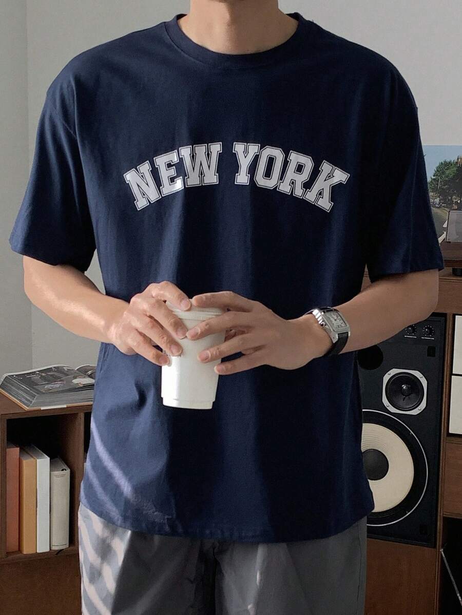 DAZY Men Back To School Letter Graphic Drop Shoulder Tee | SHEIN USA