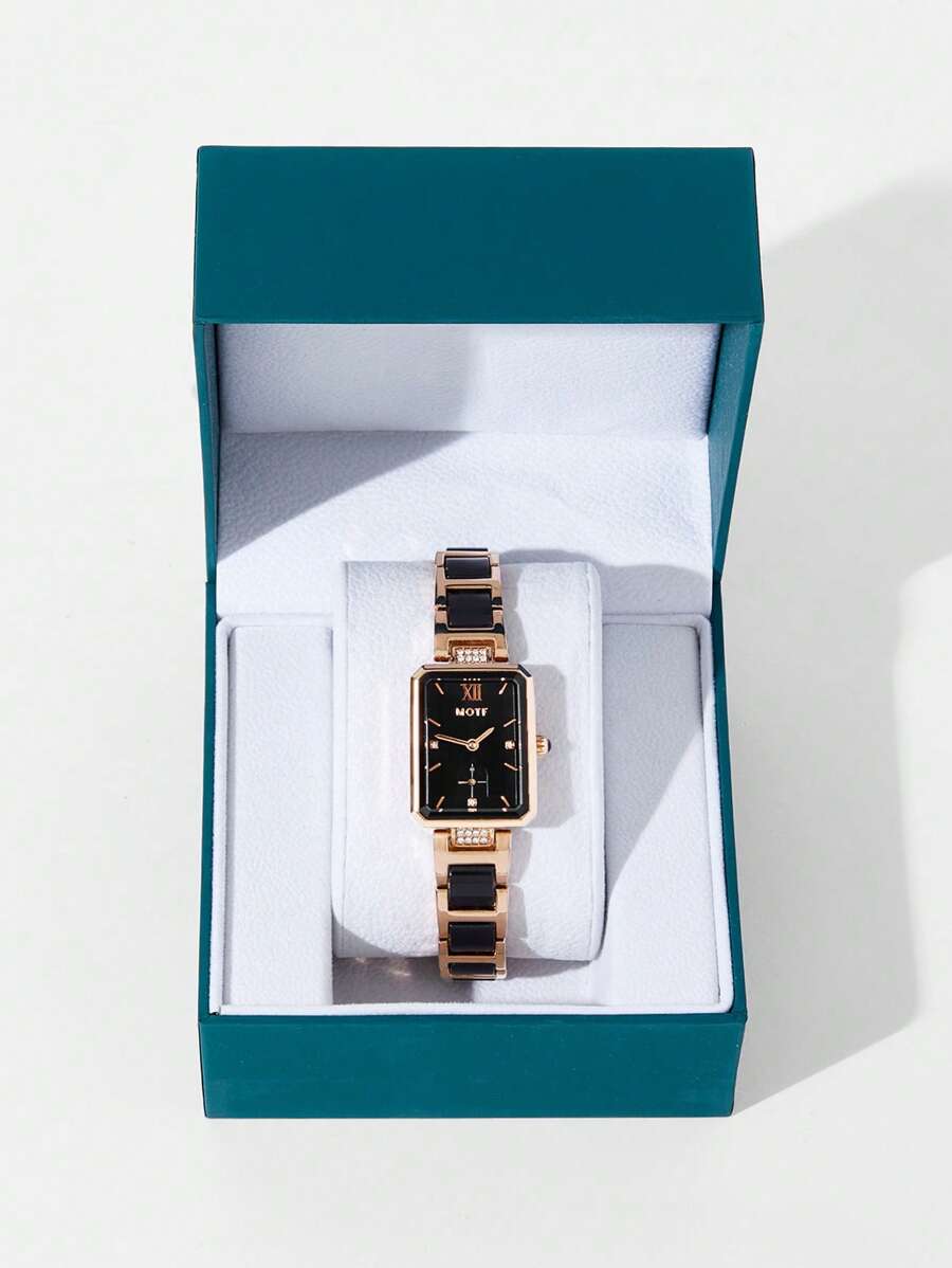 MOTF PREMIUM LADIES' VINTAGE RECTANGULAR QUARTZ WATCH WITH TWO-HAND ...