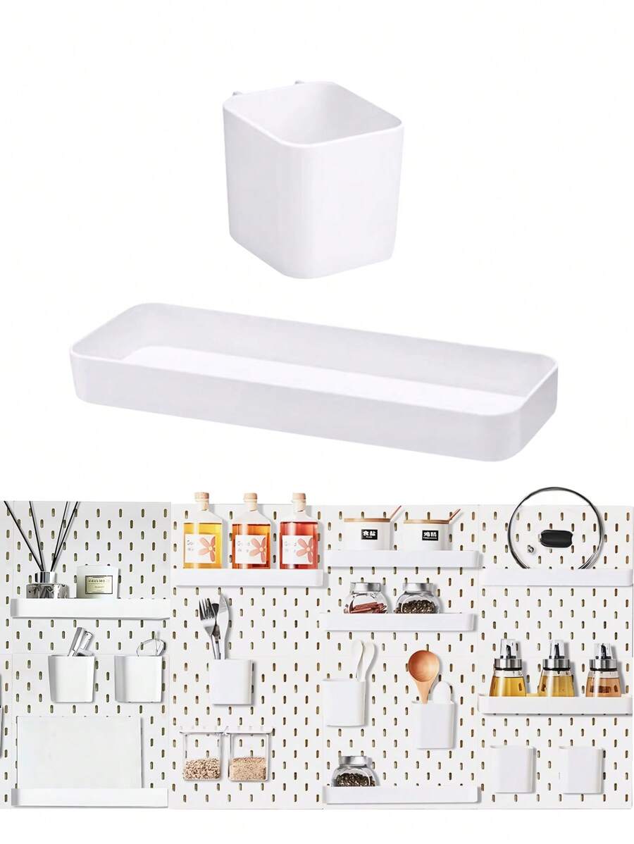 SHEIN Basic living 1Pc Storage Bin Organize Cutlery in Pegboard ...