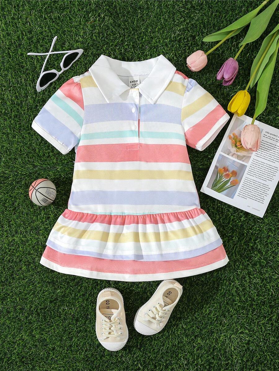 Baby Girl's Comfy Casual Striped Colorblock Preppy Style Spring/Summer ...