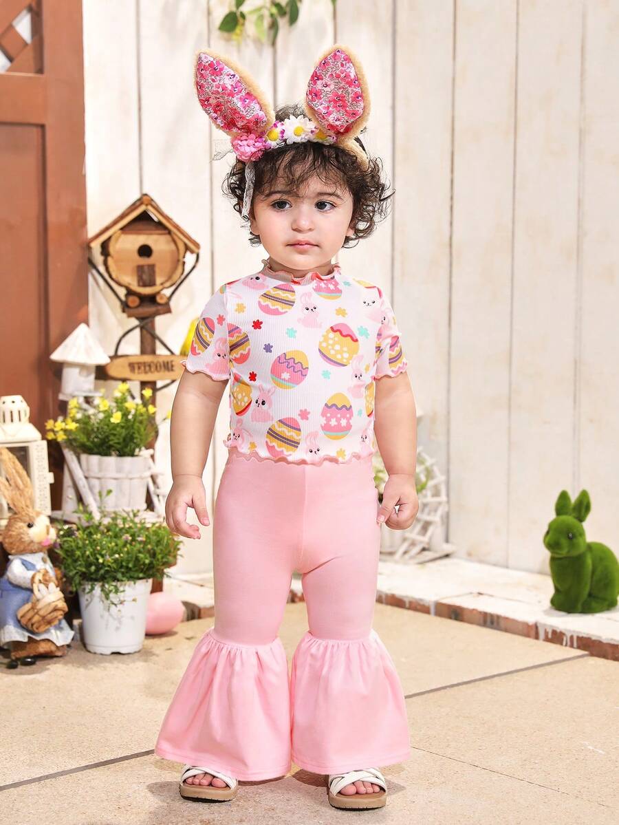 SHEIN Conjunto Casual de Verão Para Bebê Menina, Camiseta de Malha Com ...